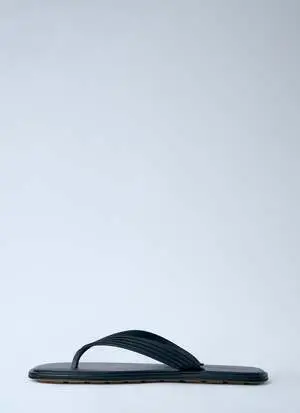 Bottega Veneta Matt Rubber Nappa Sandals - Black