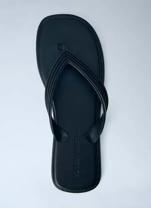 Bottega Veneta Matt Rubber Nappa Sandals - Black