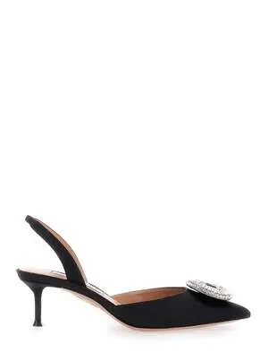 AQUAZZURA Crystal Hoop Black Slingback Pumps - Multicolor