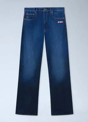 Off-White Spray Diagonal Relaxed Fit Jeans - Blue