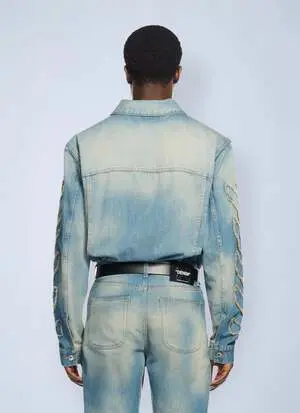 Off-White Diagonal Raw Patch Denim Jacket