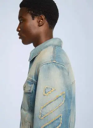 Off-White Diagonal Raw Patch Denim Jacket