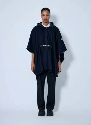 Moncler Belted Hooded Cape - Blue