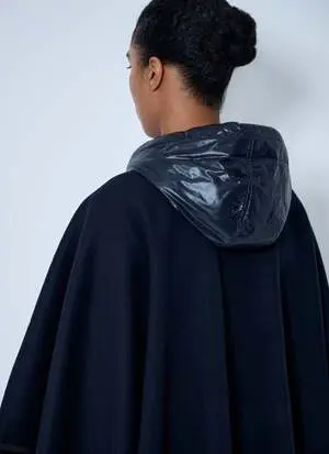 Moncler Belted Hooded Cape - Blue