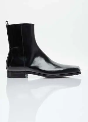 Prada Brushed Leather Boots - Black
