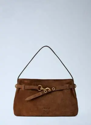 Miu Miu Suede Shoulder Bag - Brown