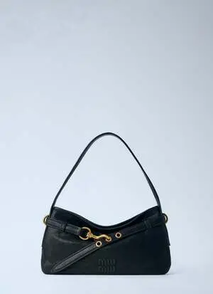 Miu Miu Adventure Nappa Leather Shoulder Bag - Black