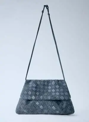 Bottega Veneta Giorno Suede Shoulder Bag - Gray