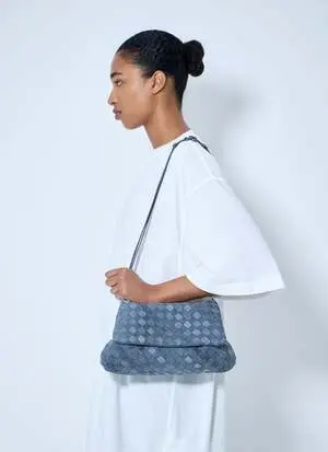 Bottega Veneta Giorno Suede Shoulder Bag - Gray