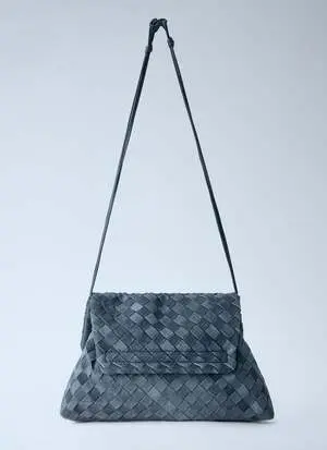 Bottega Veneta Giorno Suede Shoulder Bag - Gray