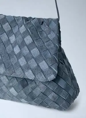Bottega Veneta Giorno Suede Shoulder Bag - Gray