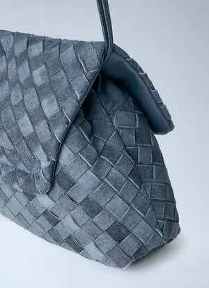 Bottega Veneta Giorno Suede Shoulder Bag - Gray