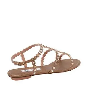 AQUAZZURA Tequila Flat Sandals In Calf Leather And Crystal