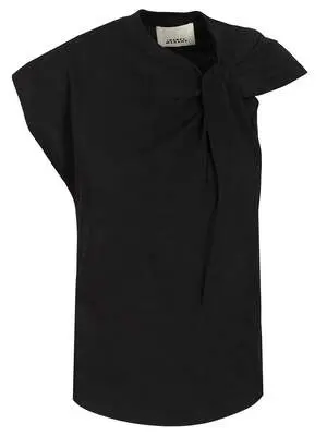 Isabel Marant Étoile Nayda Cotton Jersey T-shirt With Front Knot Detailing - Black