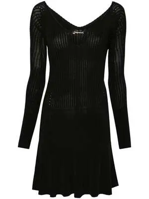 Jacquemus Pralu" Ribbed Viscose Mini Dress - Black