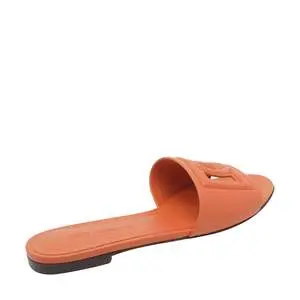 Dolce & Gabbana Calfskin Sliders With Dg Logo - Orange