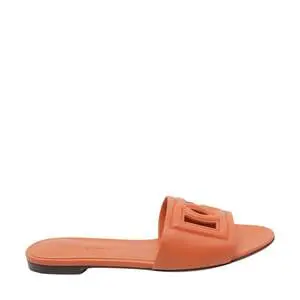 Dolce & Gabbana Calfskin Sliders With Dg Logo - Orange