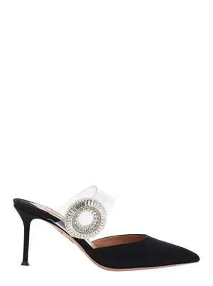 AQUAZZURA AQUAZZURA Black Suede Slingback Mules With Crystal Embellishment Multicolor