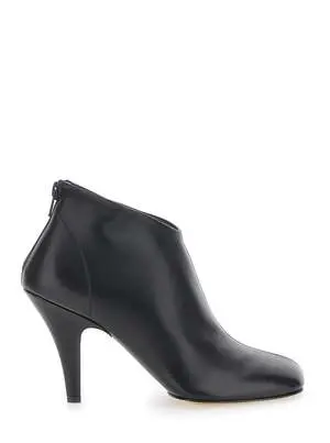 Phoebe Philo Black Ankle Boots With Square Toe And Thin Heel In Leather - Multicolor