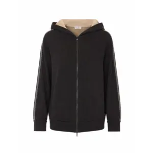 Brunello Cucinelli Hooded Zip-up Hoodie With Bead Detail - Black