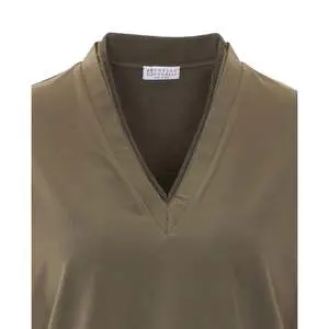 Brunello Cucinelli T-shirt With Monile Detail - Green