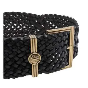 Etro Woven Leather Belt With Coin Buckle