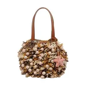 AQUAZZURA Mini Wood Pom Pom Handbag - Brown