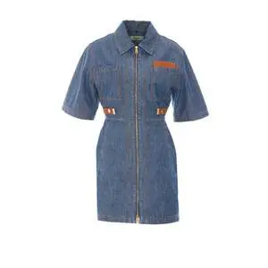 Fendi Denim Dress With Maxi Patch - Blue
