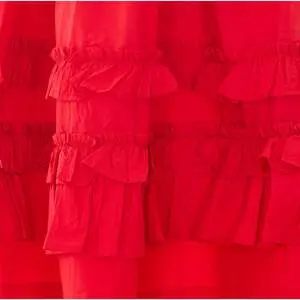 GANNI Sleeveless Organic Cotton Mini Frill Dress - Red