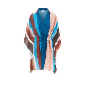 Fendi Venetian Stripes Motif Kaftan Dress With Logo - Multicolor