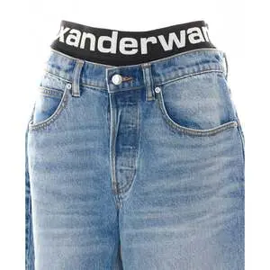 Alexander Wang Blow-up Jeans With Logo Bike Short Waistband - Blue