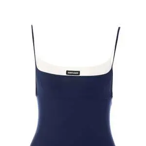 Miu Miu Logo Midi Jersey Stretch Dress