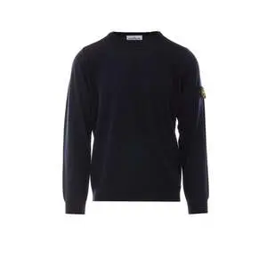 Stone Island Virgin Wool Crew Neck Sweater - Blue
