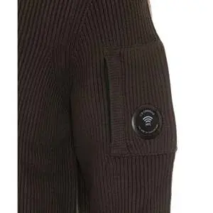 C.P. COMPANY Ribbed Lens Sweater - Brown