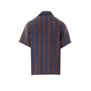 Fendi Silk Short Sleeves Shirt With Pequin Stripes - Blue