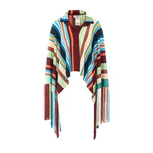 Fendi Stripes Poncho With Patch - Multicolor