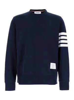 Thom Browne Crewneck Sweatshirt With 4-bar Detail In Blue For - Multicolor