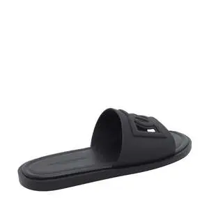 Dolce & Gabbana Calfskin Sliders With Dg Logo - Black