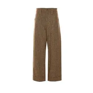 Brunello Cucinelli Tweed Wool Blend Trousers - Brown