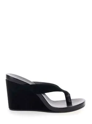 Phoebe Philo Round Wedge 'black' Wedges With Round Heel In Leather For - Multicolor