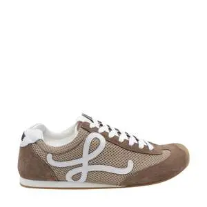 Loewe Suede And Fishnet Ballet Runner 2.0 Sneakers - Cream