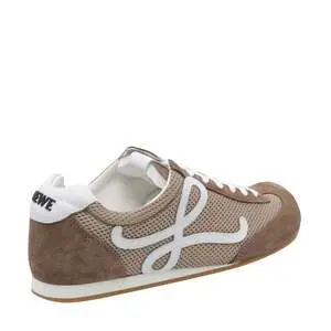 Loewe Suede And Fishnet Ballet Runner 2.0 Sneakers - Cream