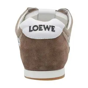 Loewe Suede And Fishnet Ballet Runner 2.0 Sneakers - Cream