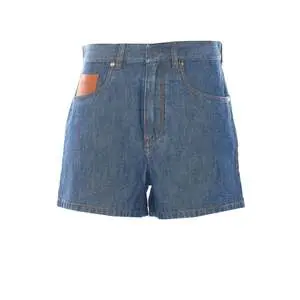 Fendi Ff Logo Denim Hot Pants - Blue