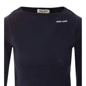 Miu Miu All-over Logo Print Virgin Wool Shirt - Blue