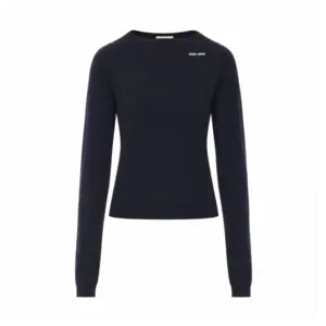 Miu Miu All-over Logo Print Virgin Wool Shirt - Blue