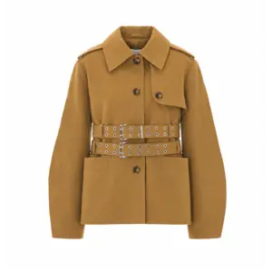 GANNI Double Cotton Trench Coat - Brown