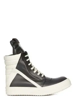 Rick Owens Leather Shoes Geobasket - Black
