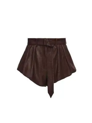Magda Butrym Magda Butrym Brown Leather Flared Shorts Brown
