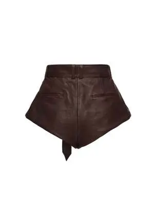 Magda Butrym Leather Flared Shorts - Brown